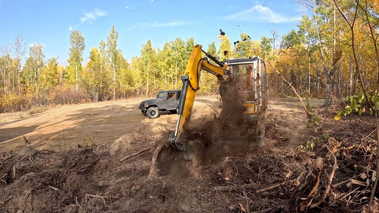 Clearing Stumps on my lot extension (Part 2) - YouTube
