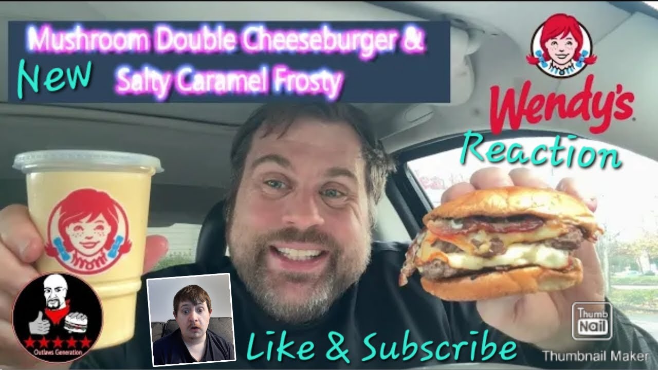 [Reaction] Wendy's Mushroom Double Cheeseburger & Salted Caramel Frosty - YouTube