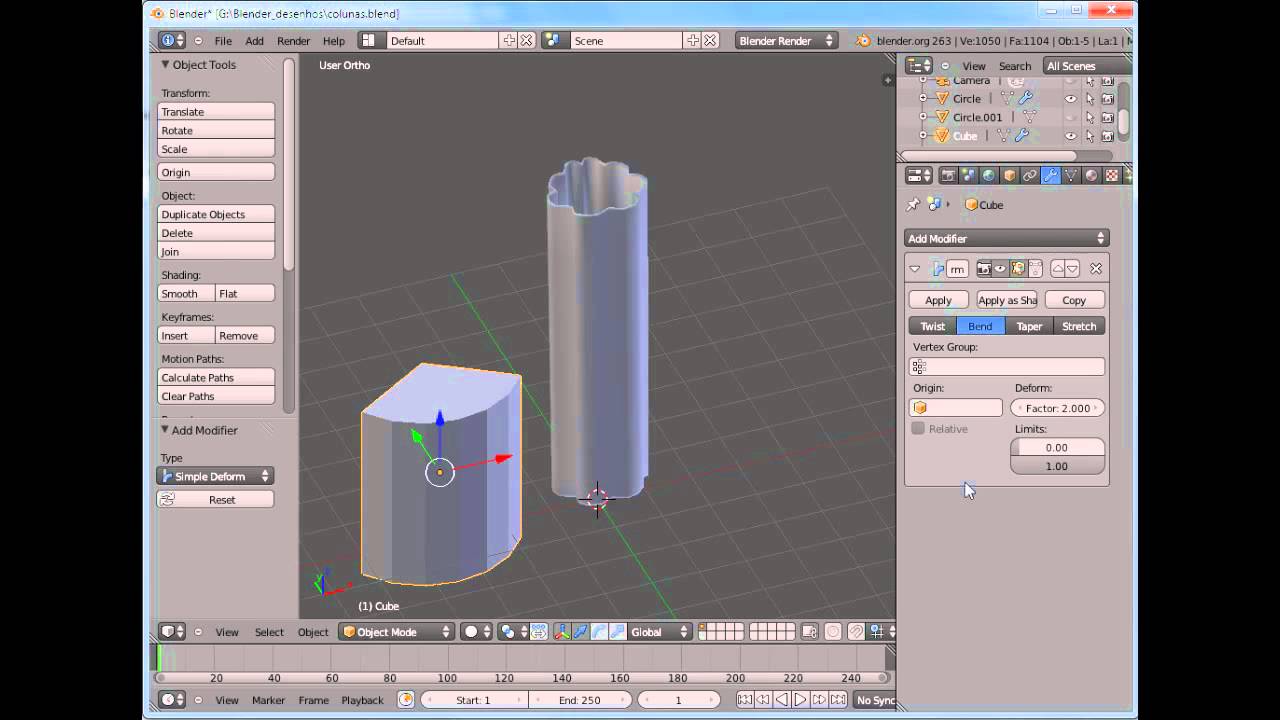 25 - Blender - Modificador Simple Deform - YouTube