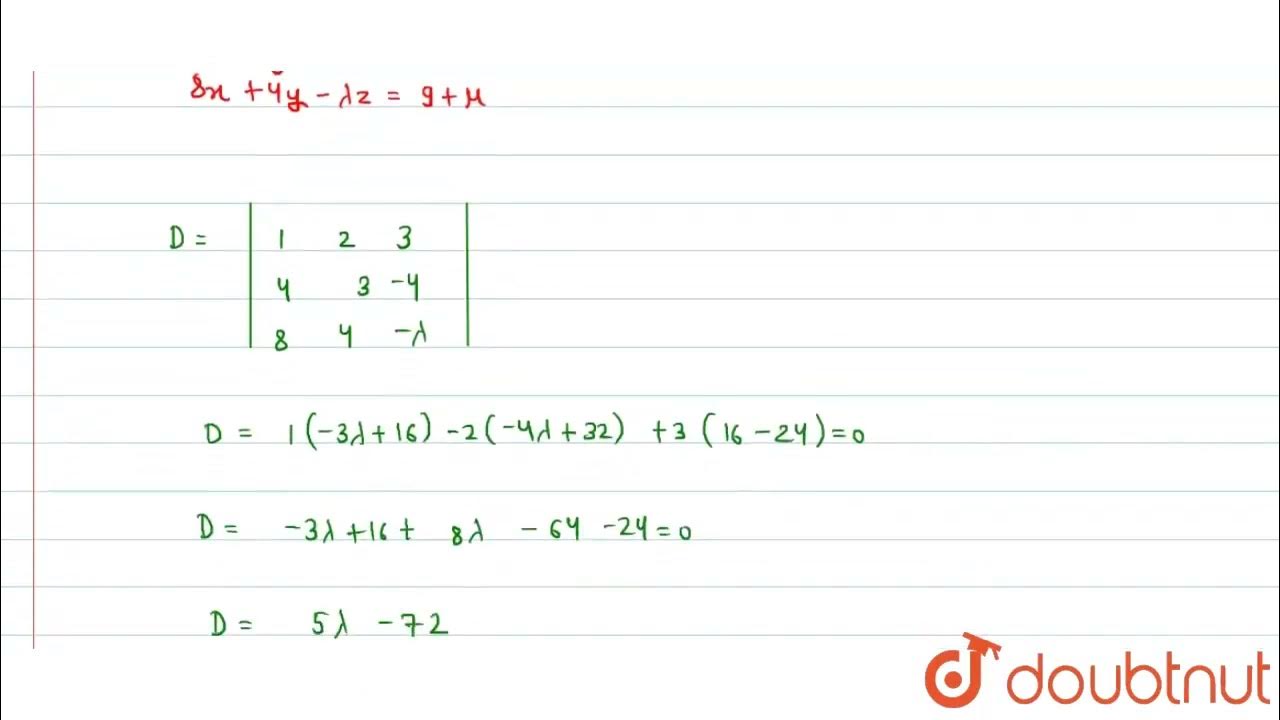 If the system of equations x+2y+3z=3 4x+3y-4z=4 8x+4y-lambda z=9+mu has infinitely many solution ...