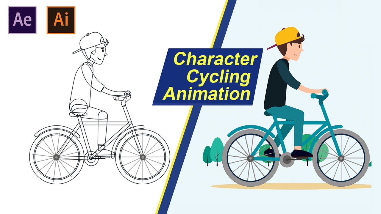Cartoon Character Cycling Animation | After Effects & illustrator ...