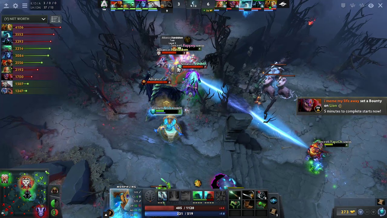 Secret.Nisha [Morphling] player perspective Team Secret vs Alliance ...