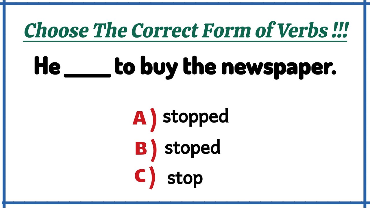 Choose The Correct Form of The Verbs 📝 English Grammar Test - YouTube