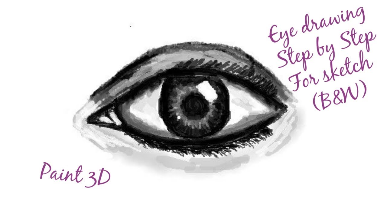 How to draw eyes for beginners step by step | Drawing in Paint 3D ...