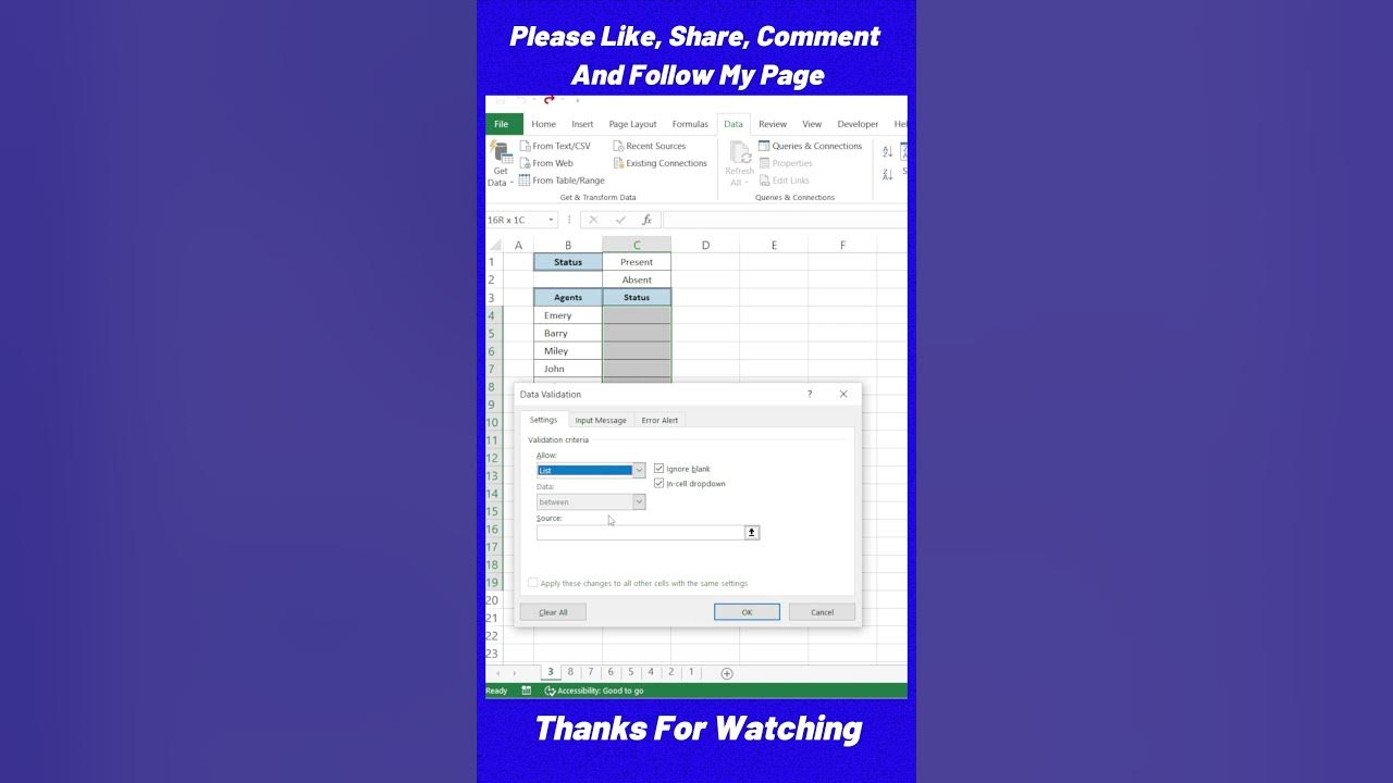Excel Tutoring Learn How To Use Data Validation In Excel Excel Exceltutorial Exceltricks