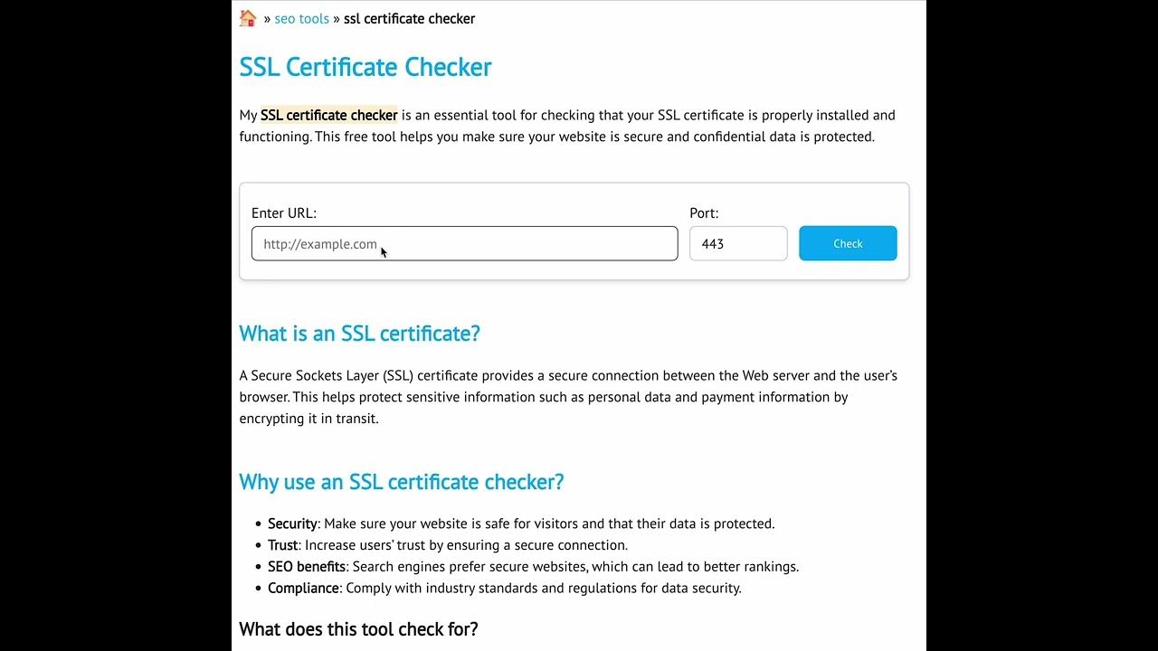 SSL Certificate Checker - Free SEO tool - YouTube