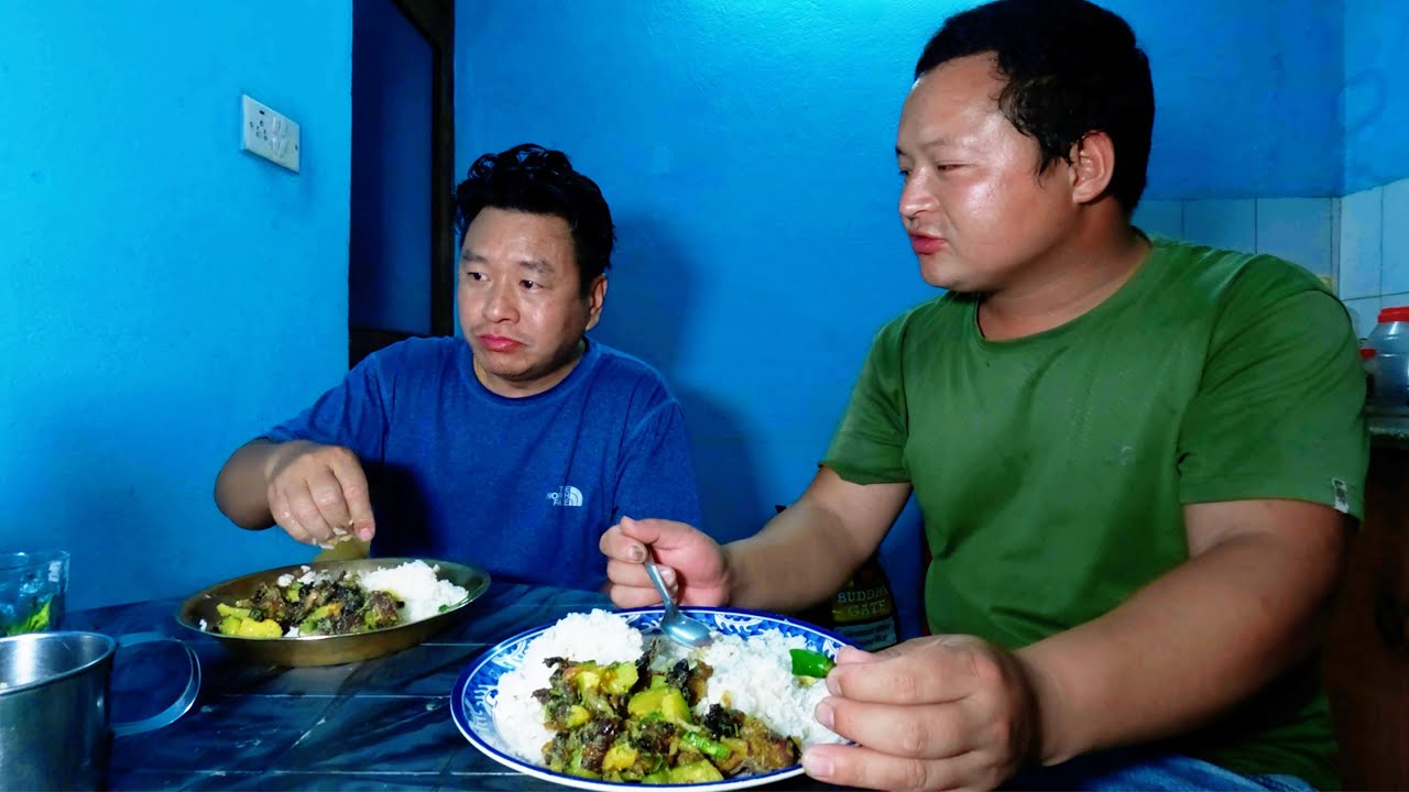 i am cooking BUFF curry & rice for Big uncle || Rojan's cooking recipe ...