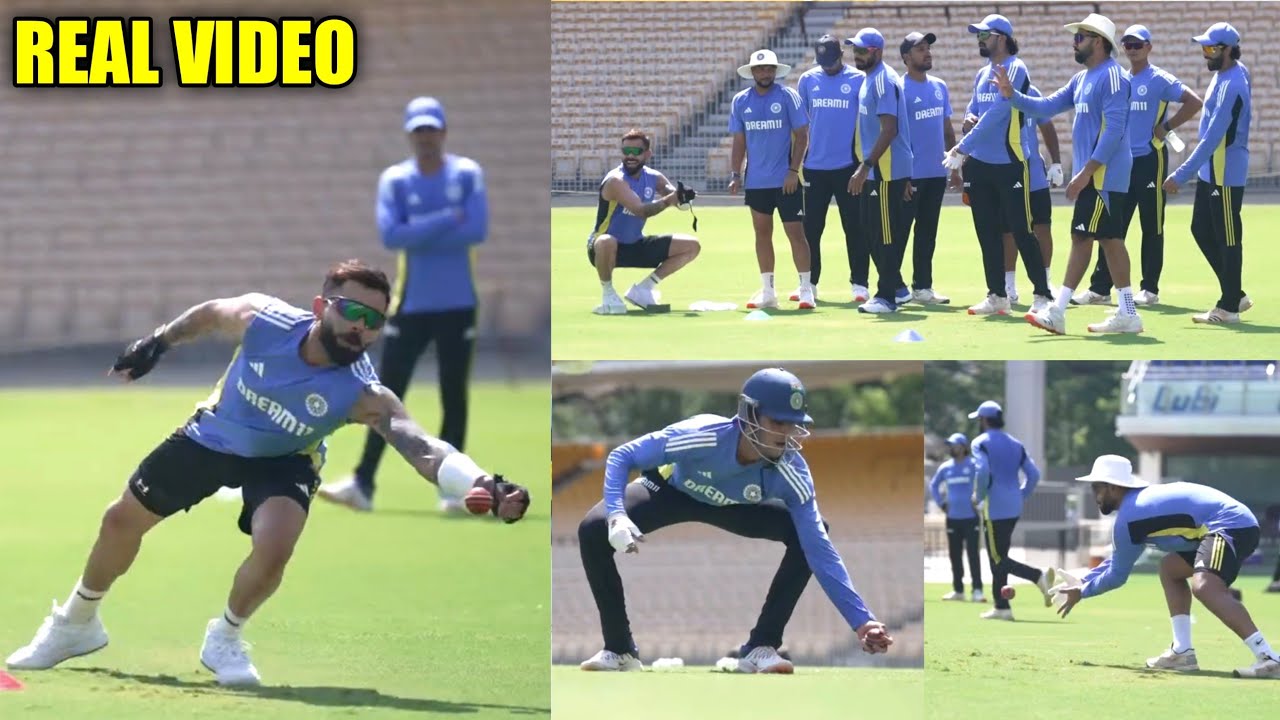 Virat, Rohit and Indian team fielding practice session in Chepauk ...