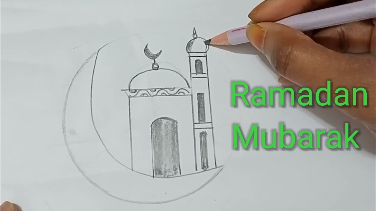 Easy Ramadan Mubarak drawing with pencil step by step 🥰//Mosque ...