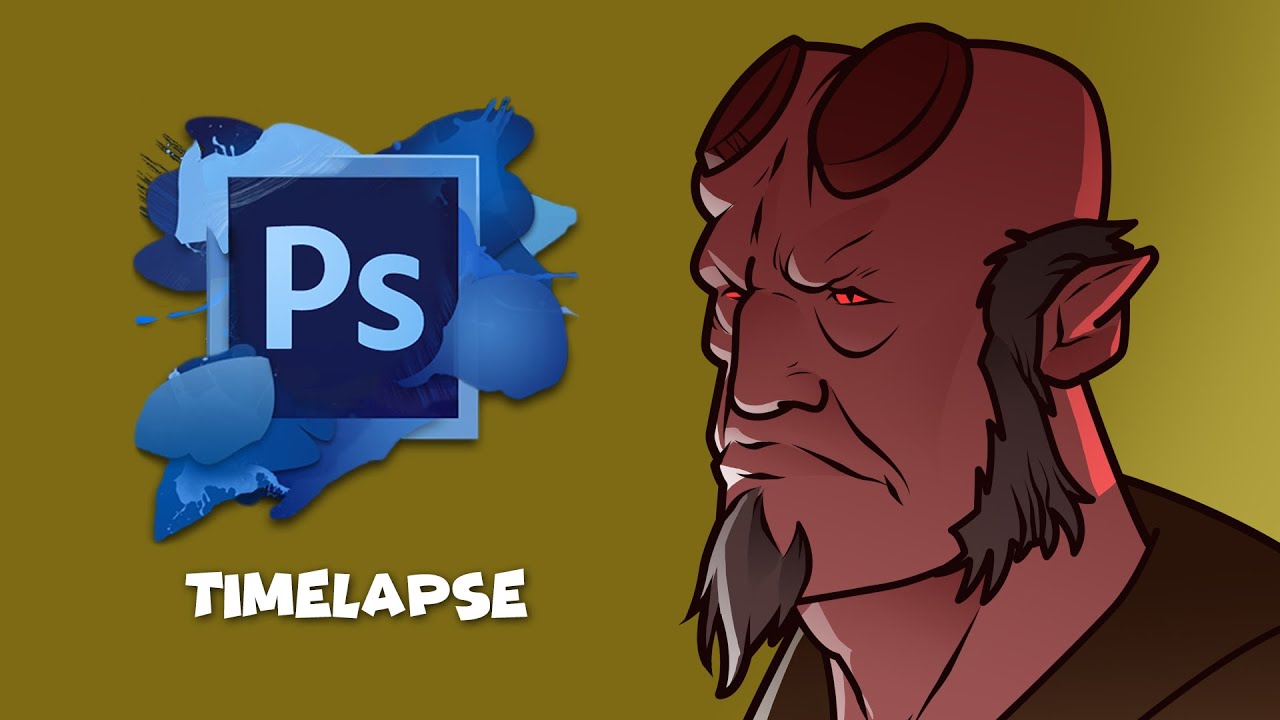TIMELAPSE HELLBOY FANART - SPEED DRAW PHOTOSHOP - YouTube