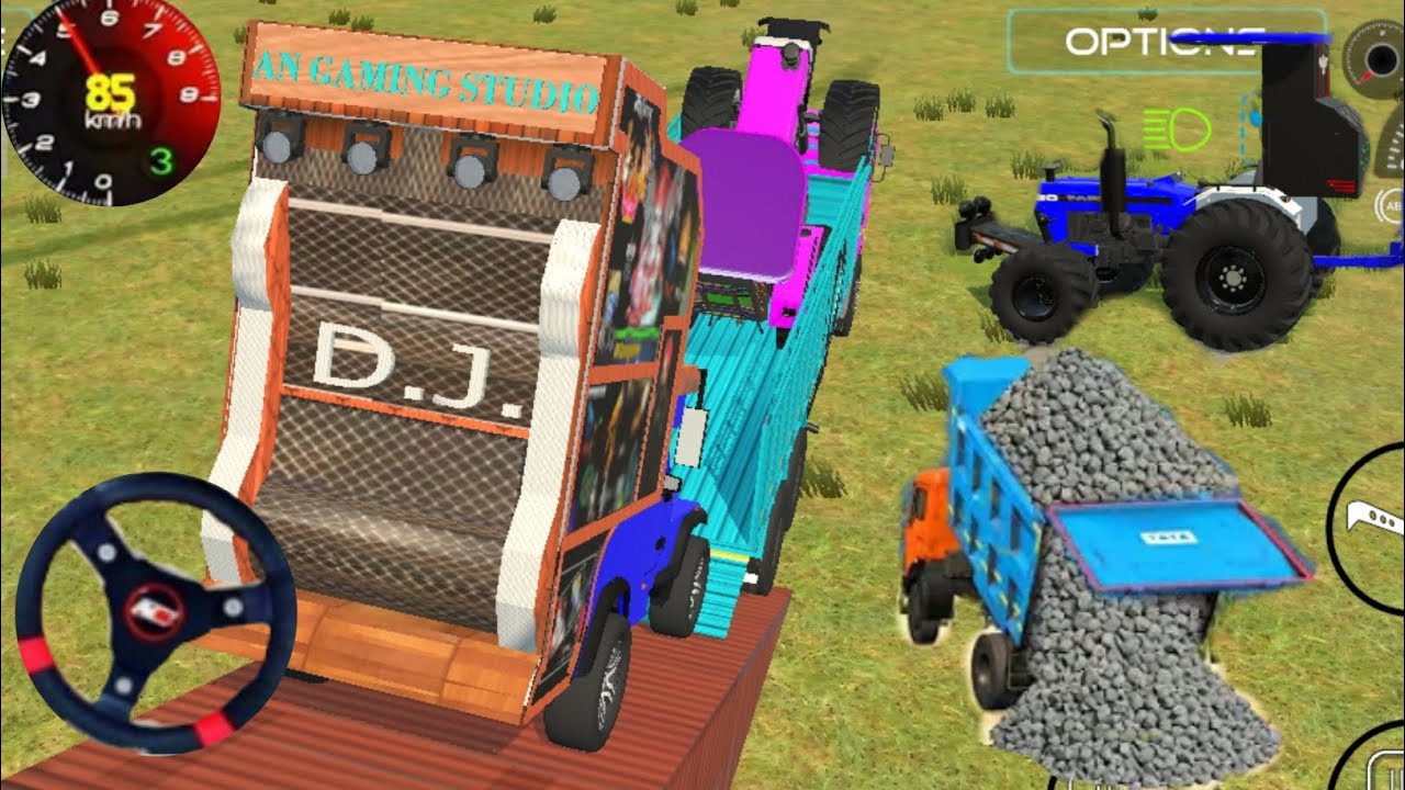 Driving Truck and loading tractor and DJ 3 from truck game videos # ...