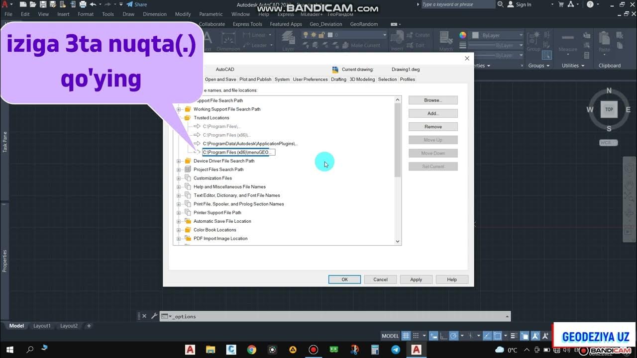 Autocadga MenuGEO o'rnatish - YouTube