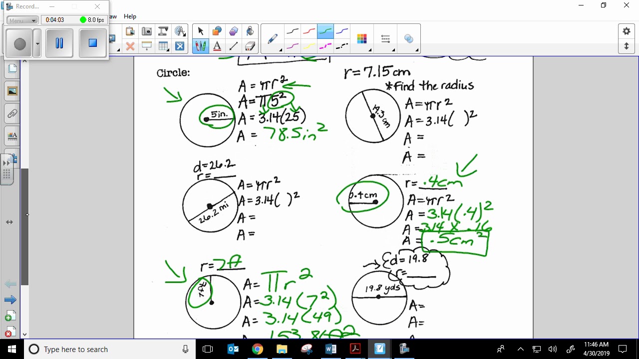 Area of a circle notes - YouTube