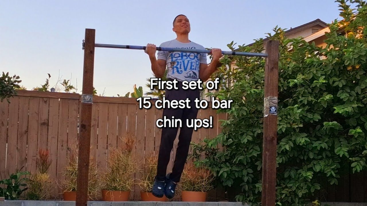 First set of 15 chest to bar chin ups! - YouTube