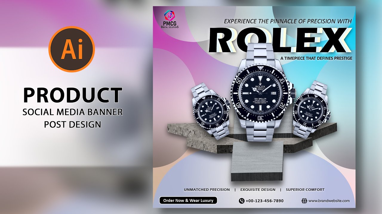Adobe Illustrator Tutorial: Product Social Media Banner Post Design ...
