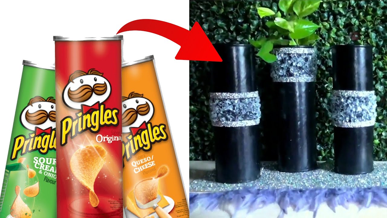 Flower Vase From Waste Material | Pringles Box Craft Idea | Ummay - YouTube