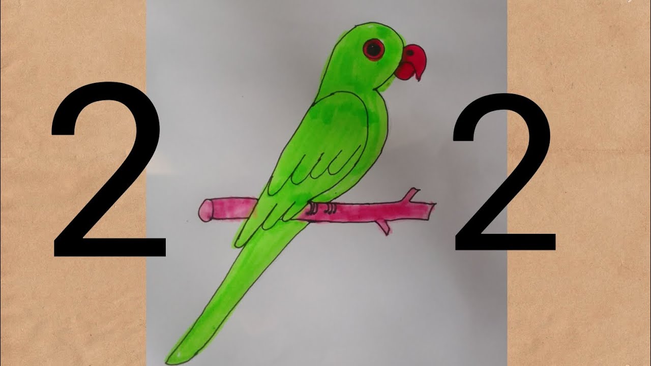 How to draw a Bird using number 2 // Bird drawing easily step by step ...