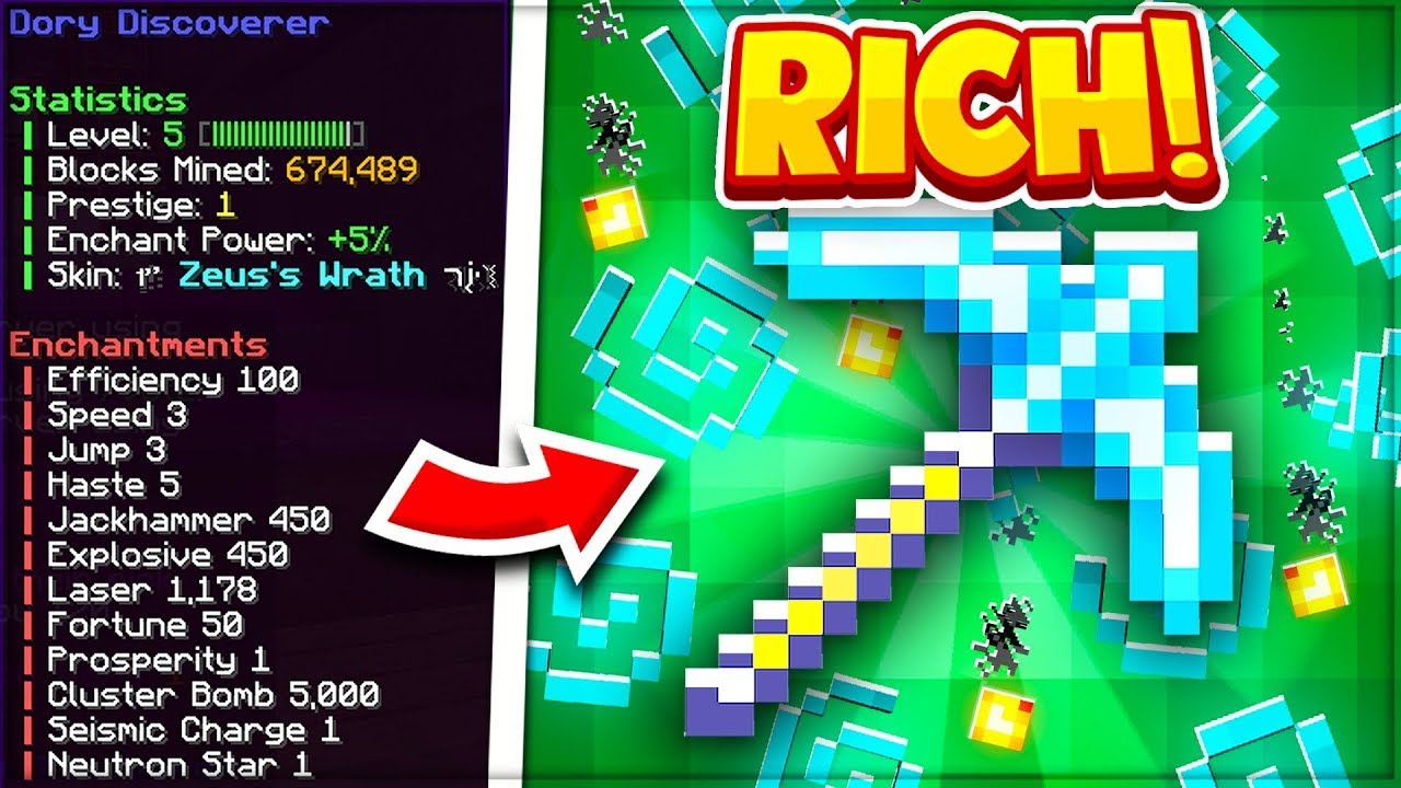 UNLOCKING A $100 LEGENDARY PICKAXE SKIN ON SOTW | Minecraft Prison ...