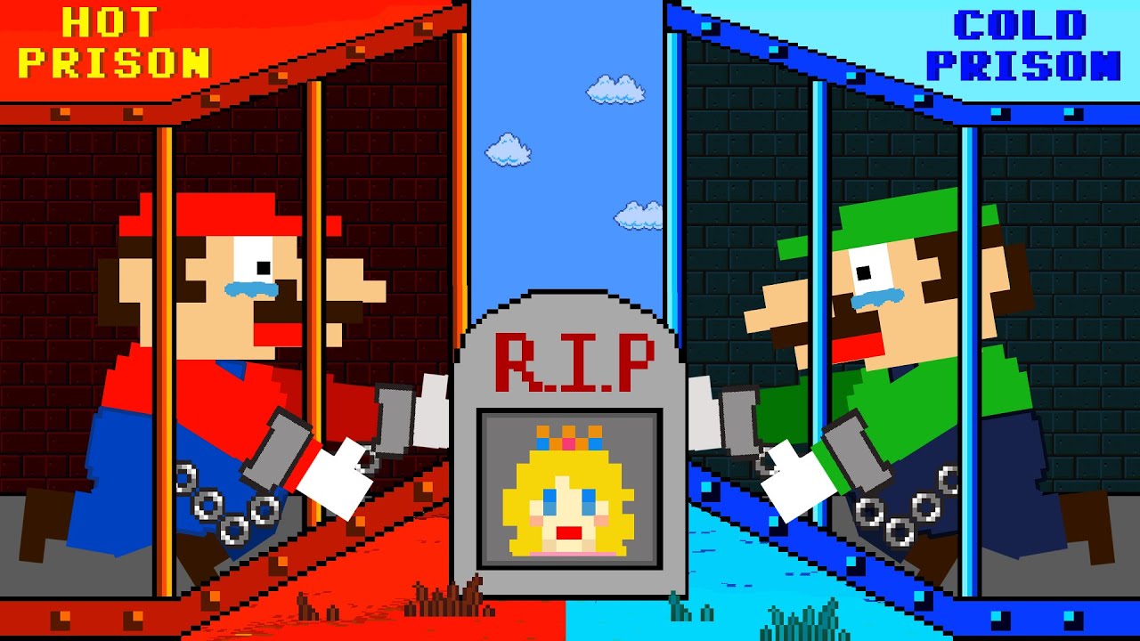 Mario and Luigi R.I.P Peach in Prison Hot vs Cold Challenge...Please ...