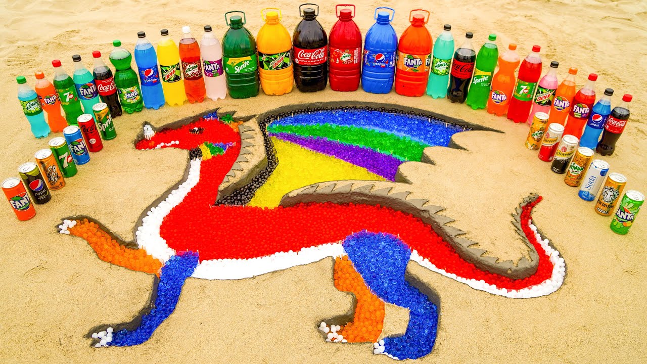 How to make Rainbow DRAGON with Orbeez Colorful, Big Coca Cola, Fanta ...