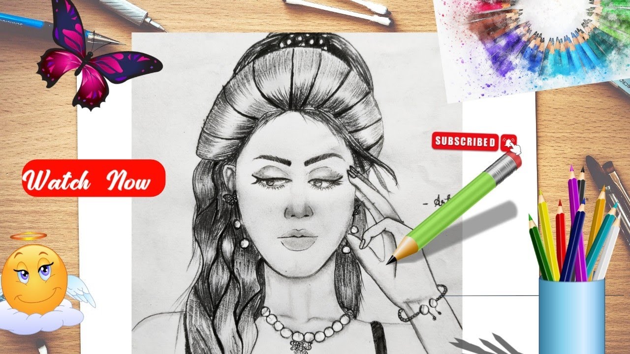 How to draw thinking face of cute girl 🥰👧 | Step by step drawing ...
