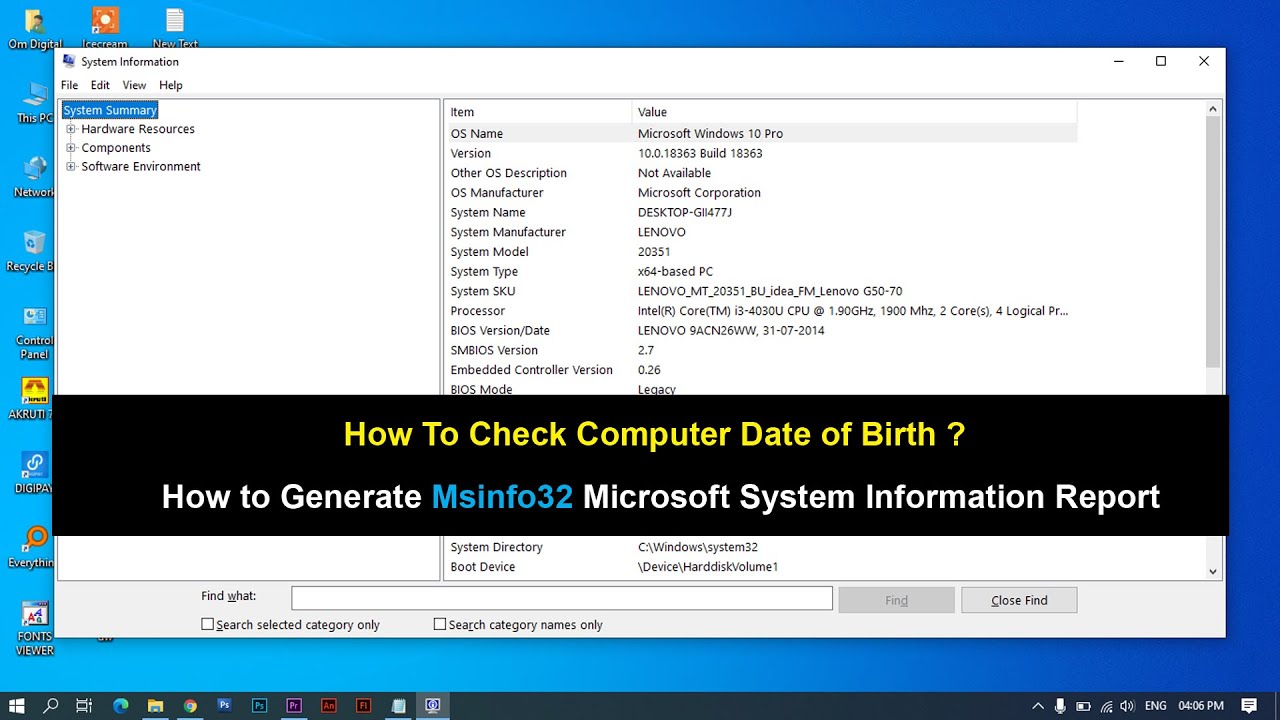 How to check Computer Install Date ||🎂Computer Date Of Birth ...