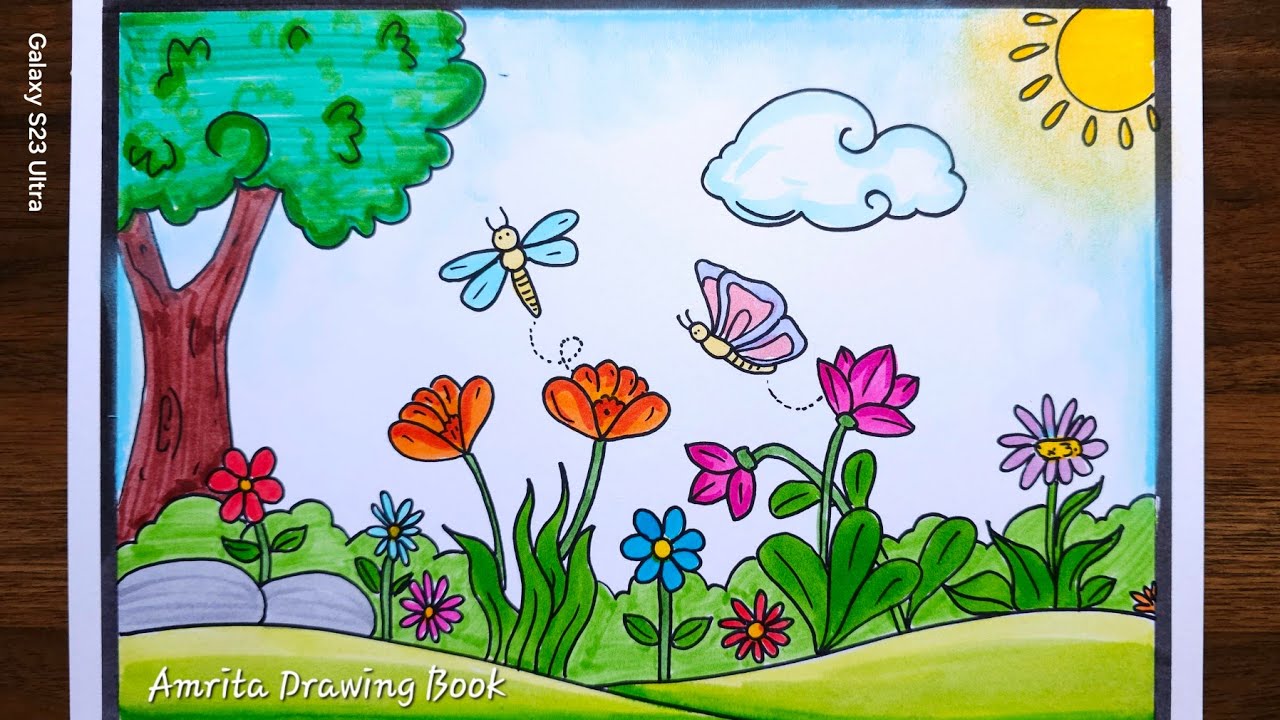 Spring Season Drawing Easy | Spring Season Drawing | How to Draw Spring ...