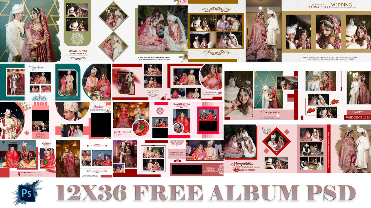 12x36 FREE WEDDING ALBUM PSD 2026 | WEDDING ALBUM PSD VOL 8 | PHOTOSHOP ...