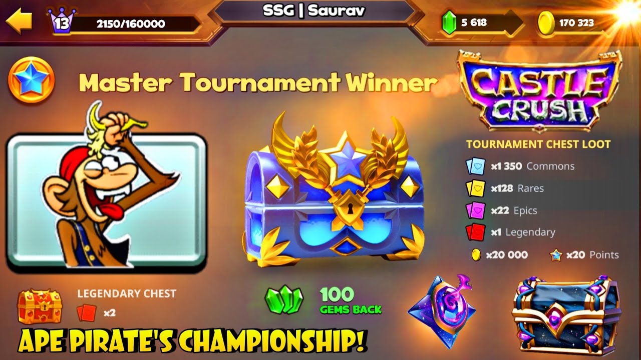 Ape Pirates Master Tournament Victory - 100 Gems Back and got the Ape ...