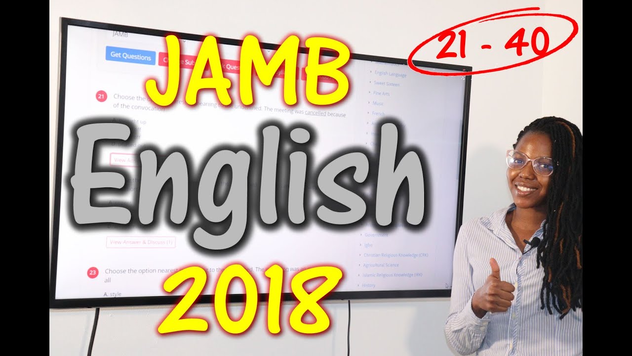 JAMB CBT English 2018 Past Questions 21 - 40 - YouTube