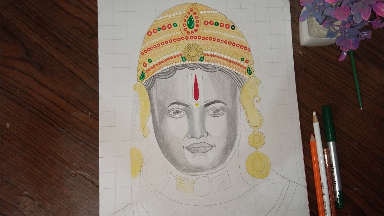Draw with me - Ramlala Drawing || Step By step colouring tutorial ...