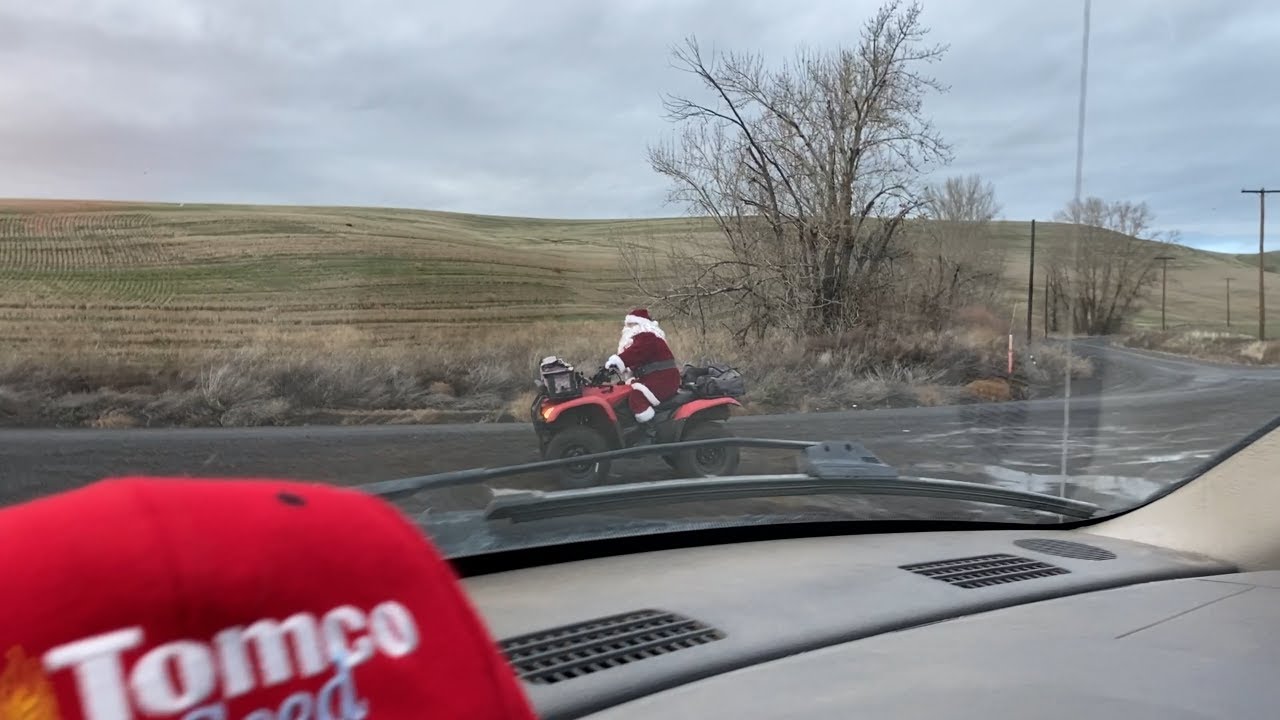 Santa spotted on ATV near wheat field - YouTube