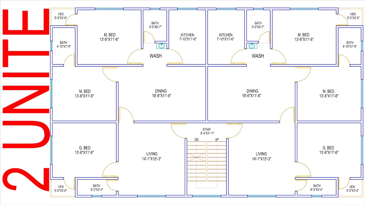 2400 SQ FT House Plan Two Units First Floor Plan House 57 OFF