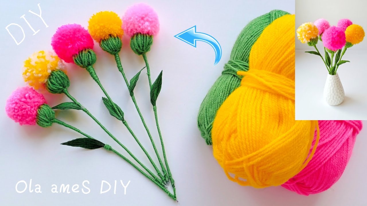 Amazing Craft Ideas with Wool - DIY Home Decor - Easy Woolen Flower ...