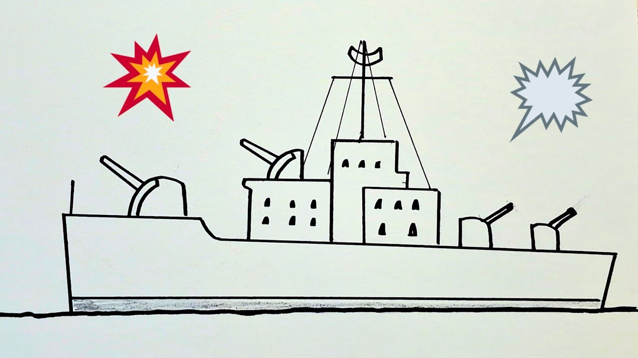 วาดเรือรบง่ายๆ | How to draw battleship easy - YouTube