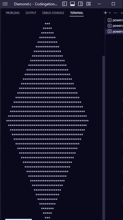 C Program To Print Diamond Shorts Ytshorts Coding Cprogramming Codingation Youtube