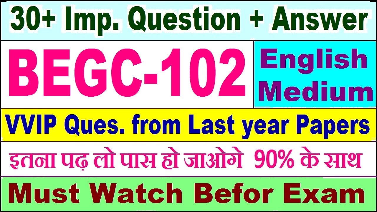 BEGC 102 important questions with answer | begc 102 Previous Year Question Paper - YouTube