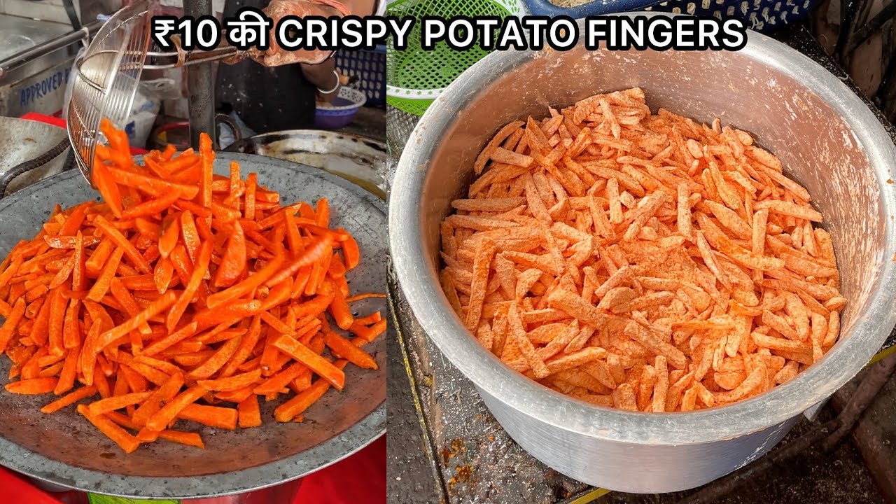 ₹10 वाले CRISPY POTATO FINGERS😋 | Delhi Street Food - YouTube