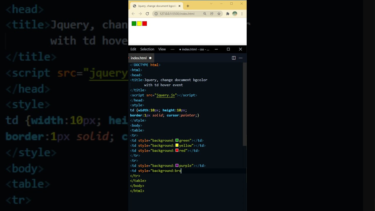 Jquery Change Document Background Color With Td Hover Event YouTube Jquery Change Document Background Color With Td Hover Event YouTube
