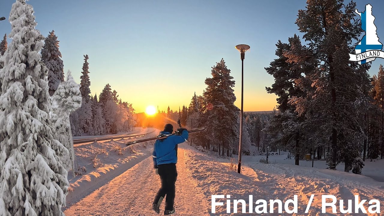 Lapland , Ruka Ski resort. Walking around. Finland. November 2025 . 4k ...