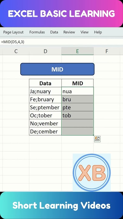 Excel Formula - MID Short #excelbasics #exceltech #excelformula #how #exceltips #excelgyan # ...