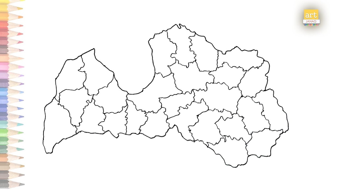 Latvia map outline drawing | How to draw Latvia map outline sketch step ...