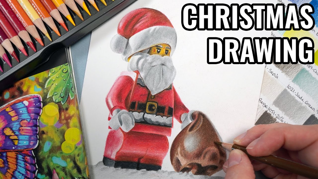How to Draw LEGO Santa | Prismacolor Christmas Tutorial - YouTube
