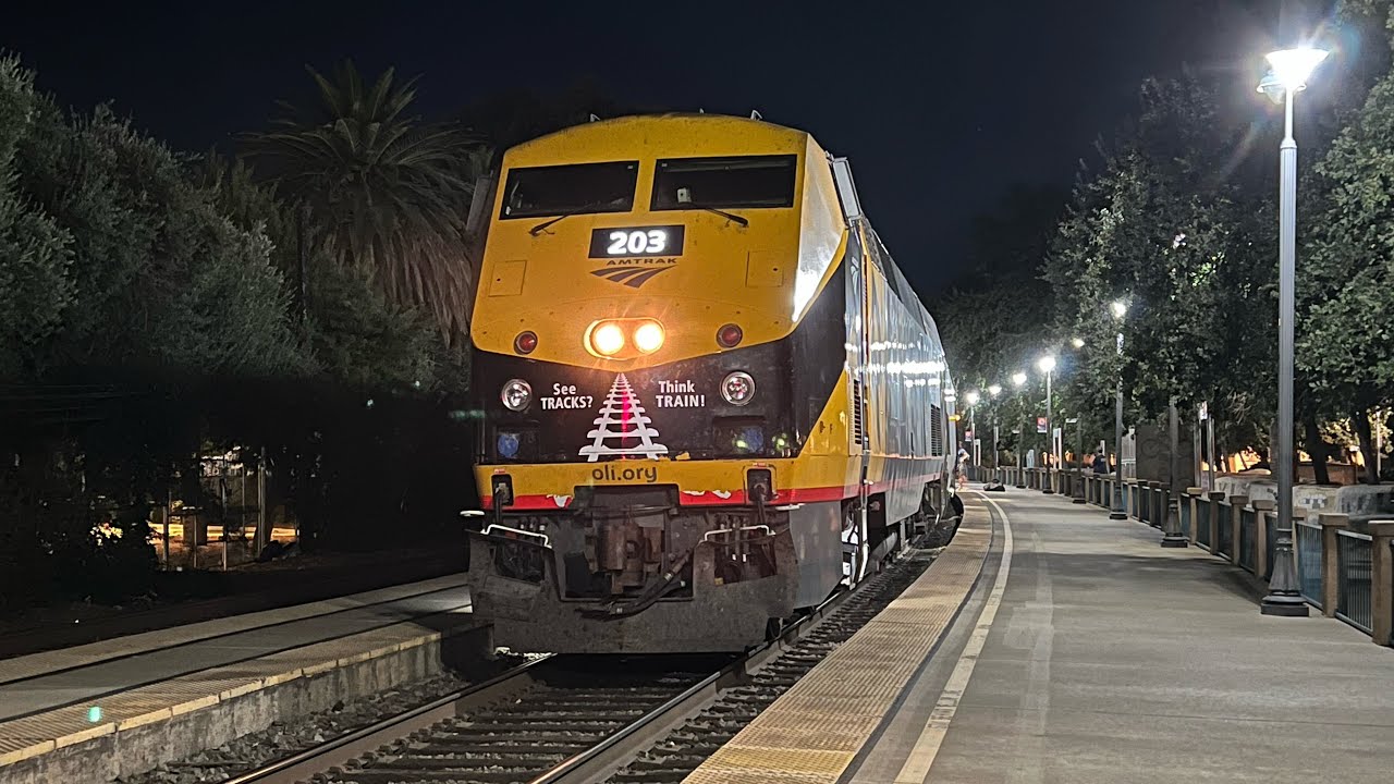 Amtrak 203 Operation Lifesaver Unit leads Coast Starlight 14 + UP 9902 leading LRJ92 - YouTube
