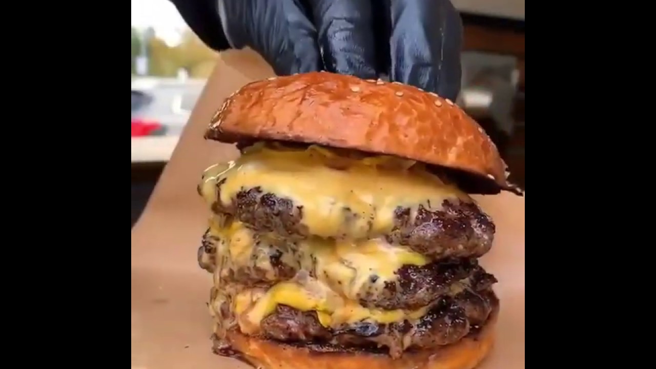 Cheesy Triple Beef Burger - YouTube