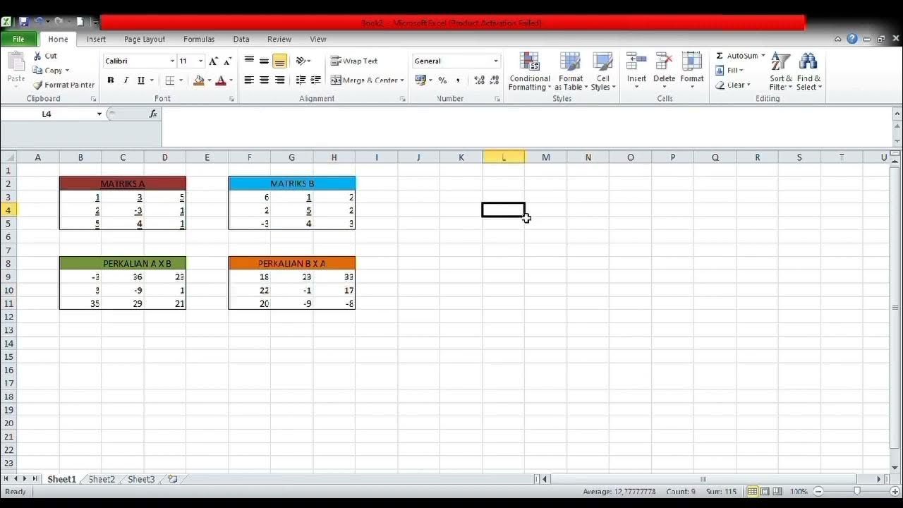 TUGAS VIDEO,MEMBUAT MATRIKS DENGAN APLIKASI MICROSOFT EXCEL - YouTube