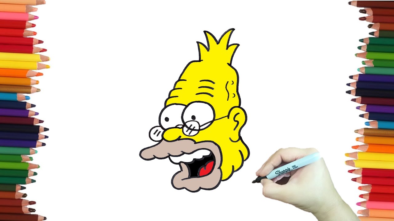 HOW TO DRAW ABRAHAM SIMPSON STEP BY STEP - YouTube
