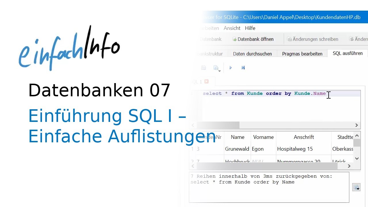 07 Einführung SQL I Einfache Auflistungen - YouTube