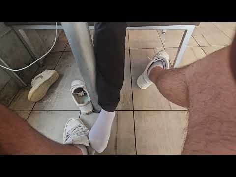 Candid GF shoeplay, shoes off, footsie at McDonald’s 