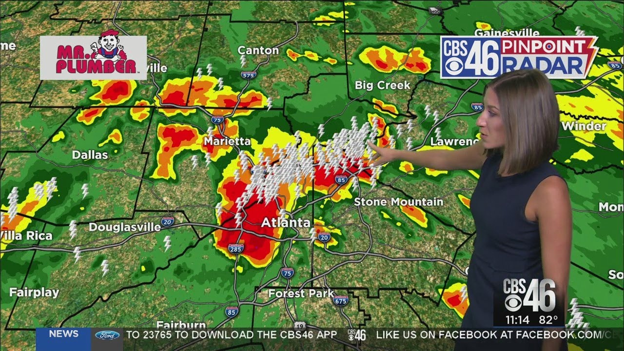 Lightning strikes, storms roll in across Metro Atlanta - YouTube